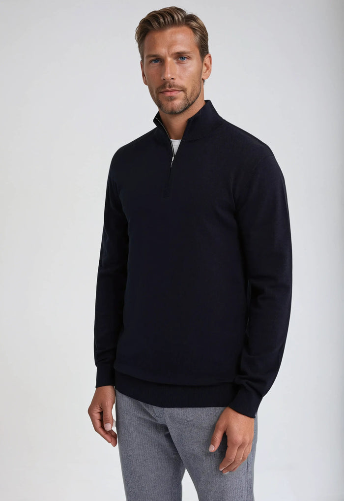 Essential Half Zip Sweater – Navy Blue